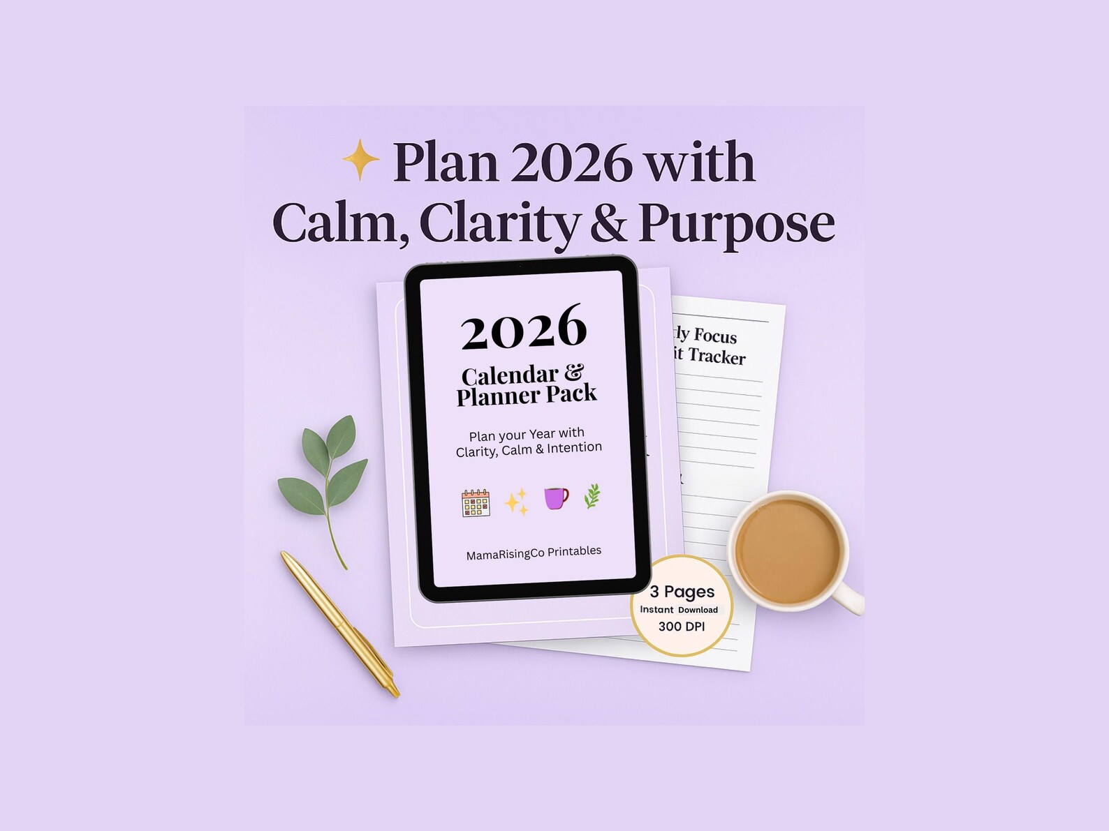 2026 Calendar & Planner Pack | Printable Year Planner | Self-care Goal ...