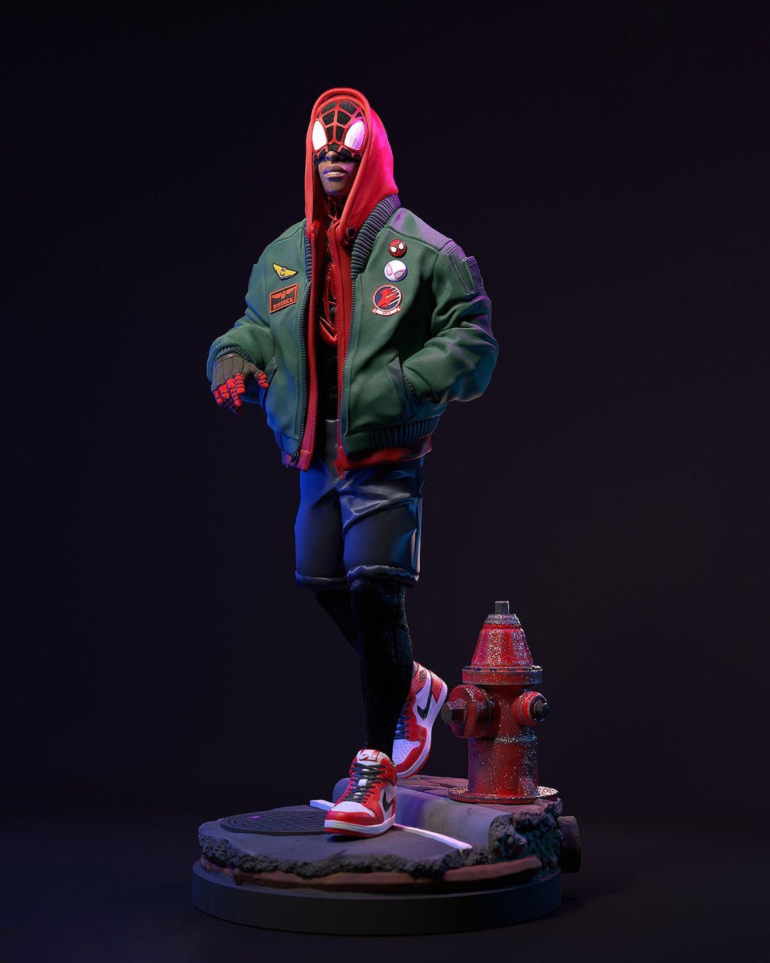 Miles Morales Spider-man Statue STL File | 3D Print Model (digital ...