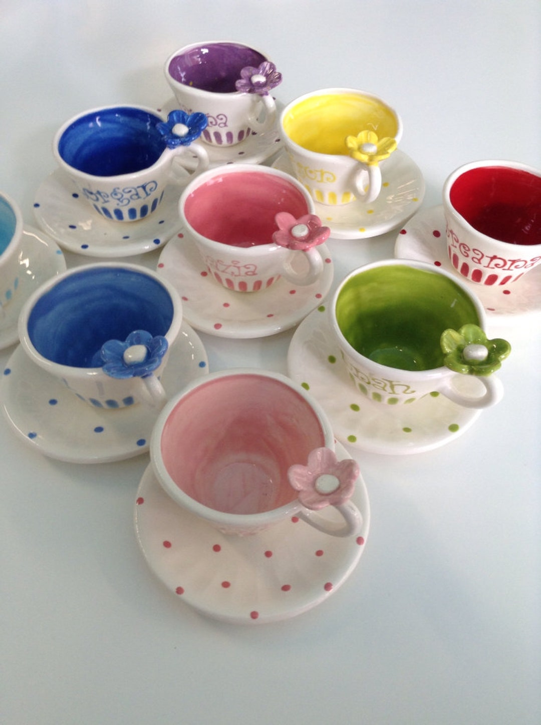 10 Child Size Personalized Tea Cups & Saucers Party Favors - Etsy