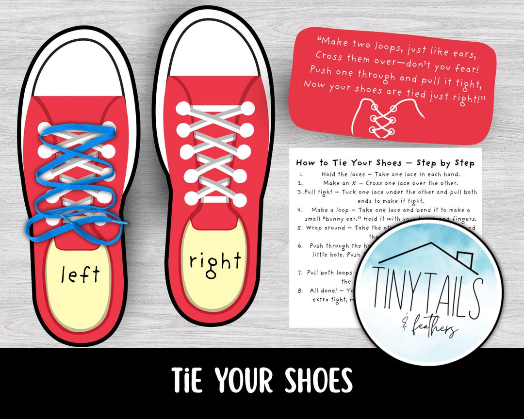 Tie Your Shoes Printable Lacing Cards: PDF Digital Download - Etsy