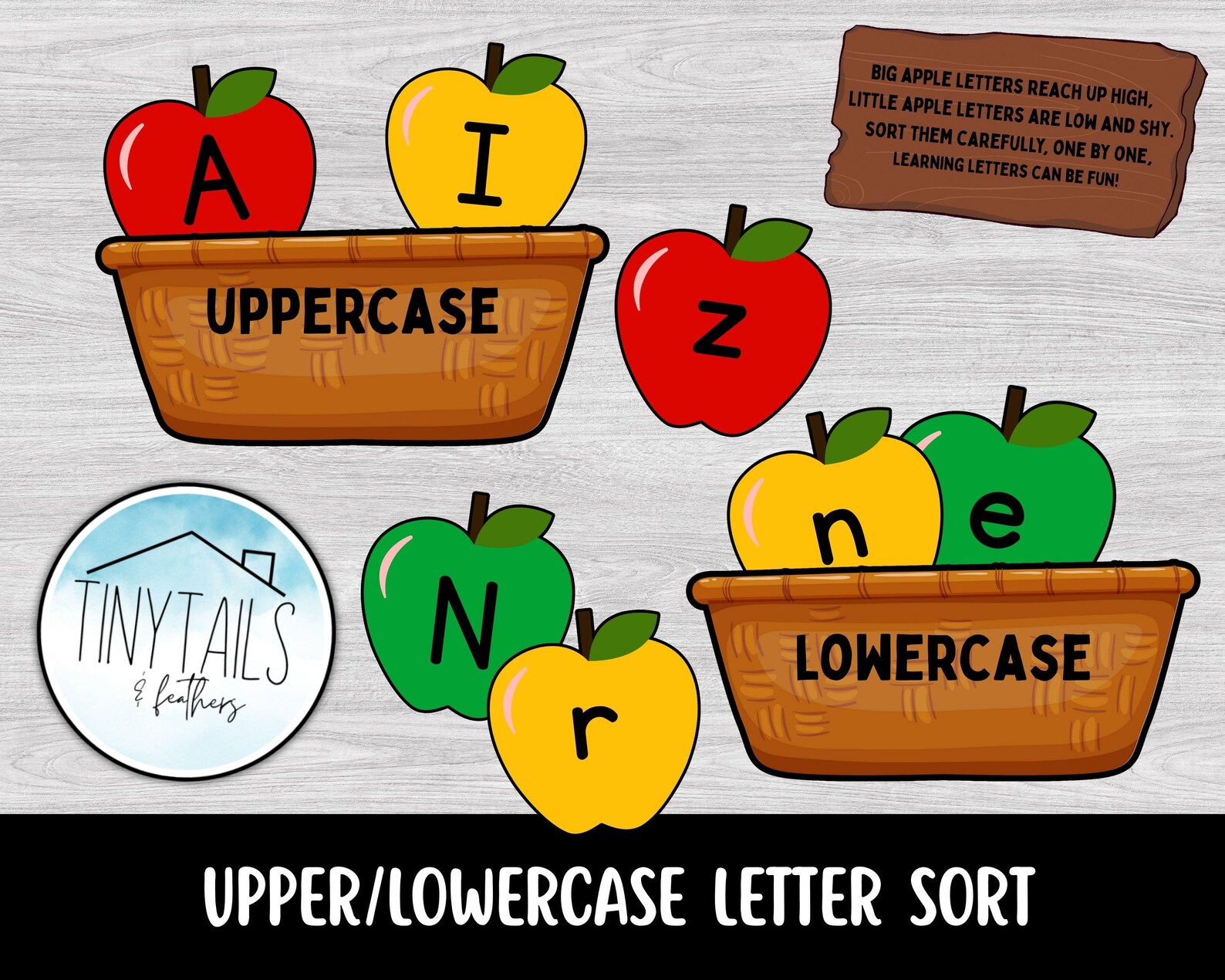 Apple Letter Sort Game: Upper & Lowercase Alphabet Matching (PDF ...