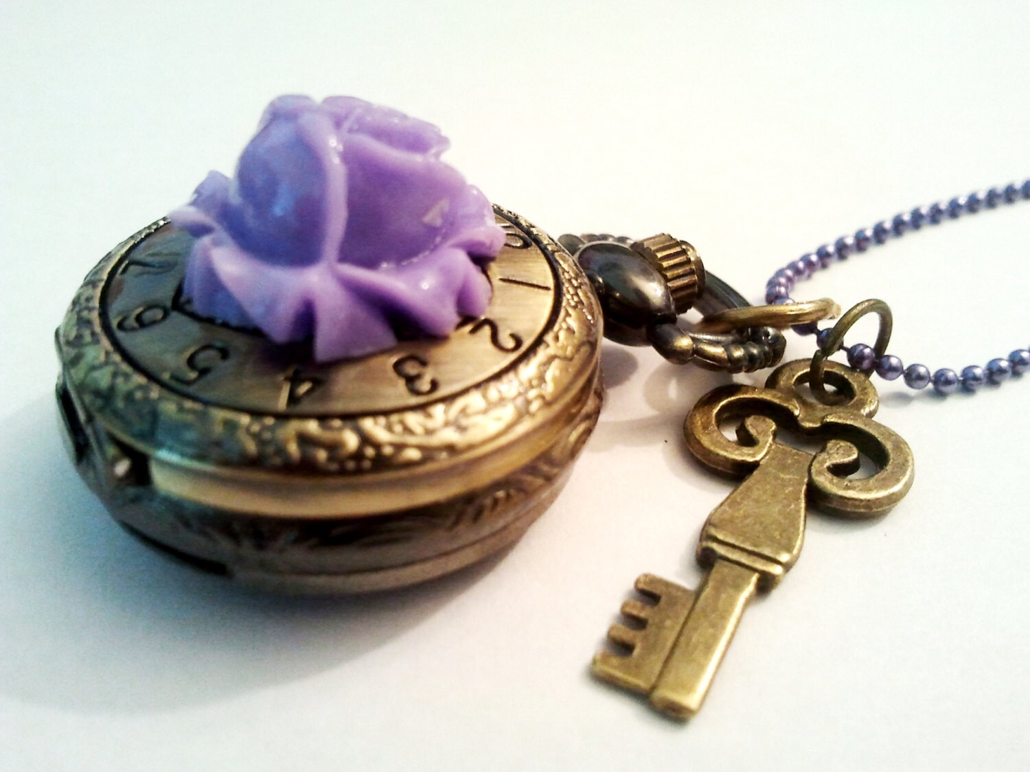 Bronze Purple Rose Flower Key Clock Watch Cool Emo Kawaii Ball - Etsy