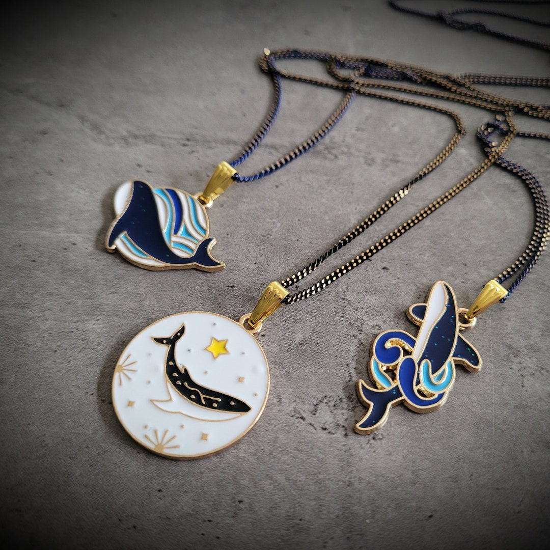 Nautical Sea World Whale Dolphin Charm Pendant Necklace - Etsy