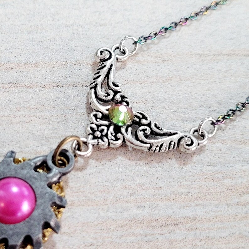 Gothic Steampunk Romantic Filigree Clock Cog Gear Chain Charm Pendant ...