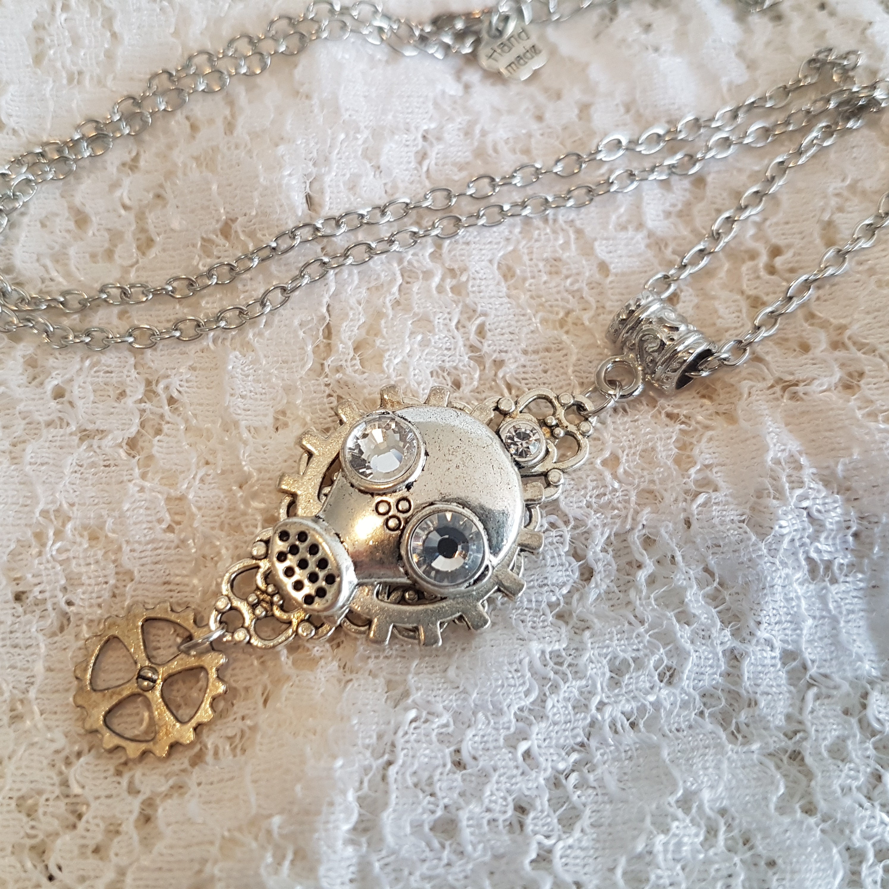 Gothic Steampunk Gas Mask Cog Gear Filigree Charm Pendant Necklace - Etsy