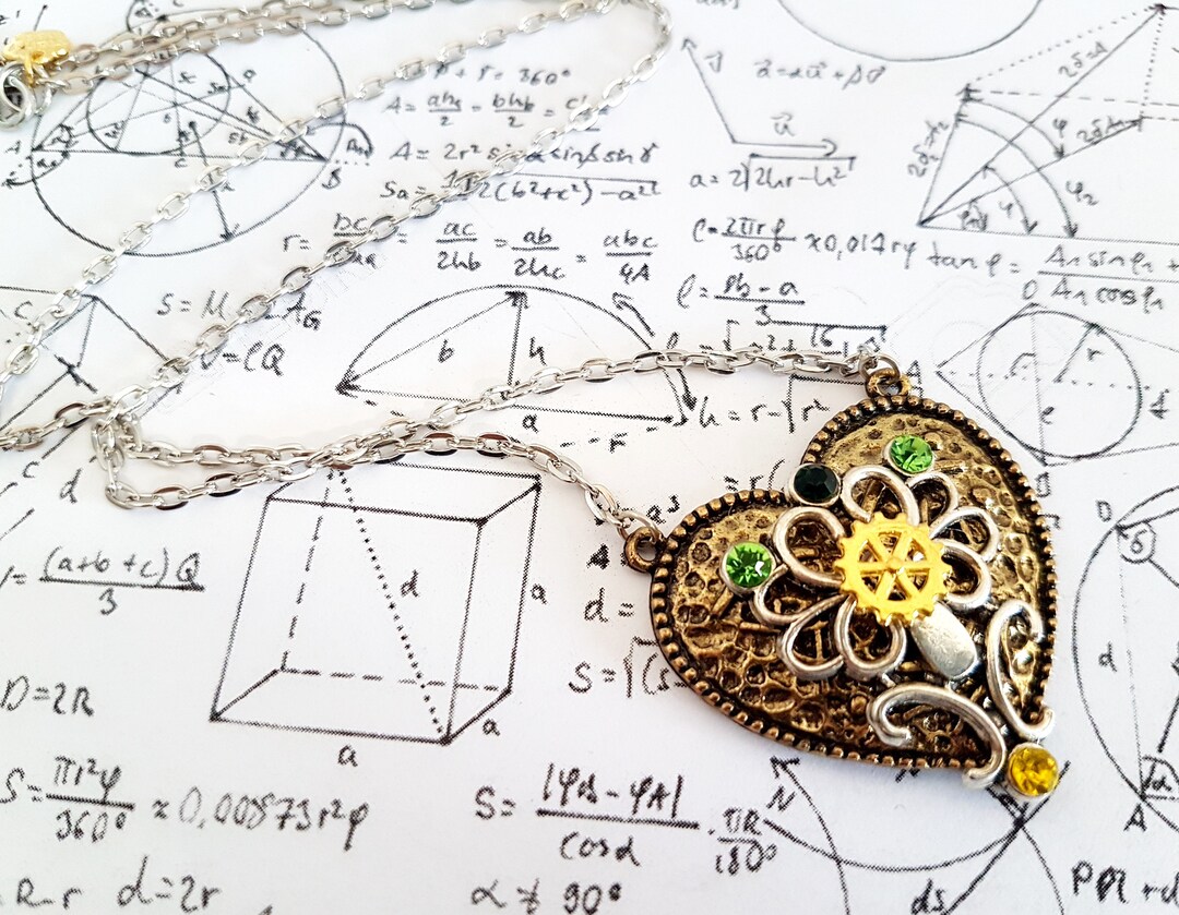 Gothic Steampunk Flower Heart Cog Gear Charm Pendant Necklace - Etsy