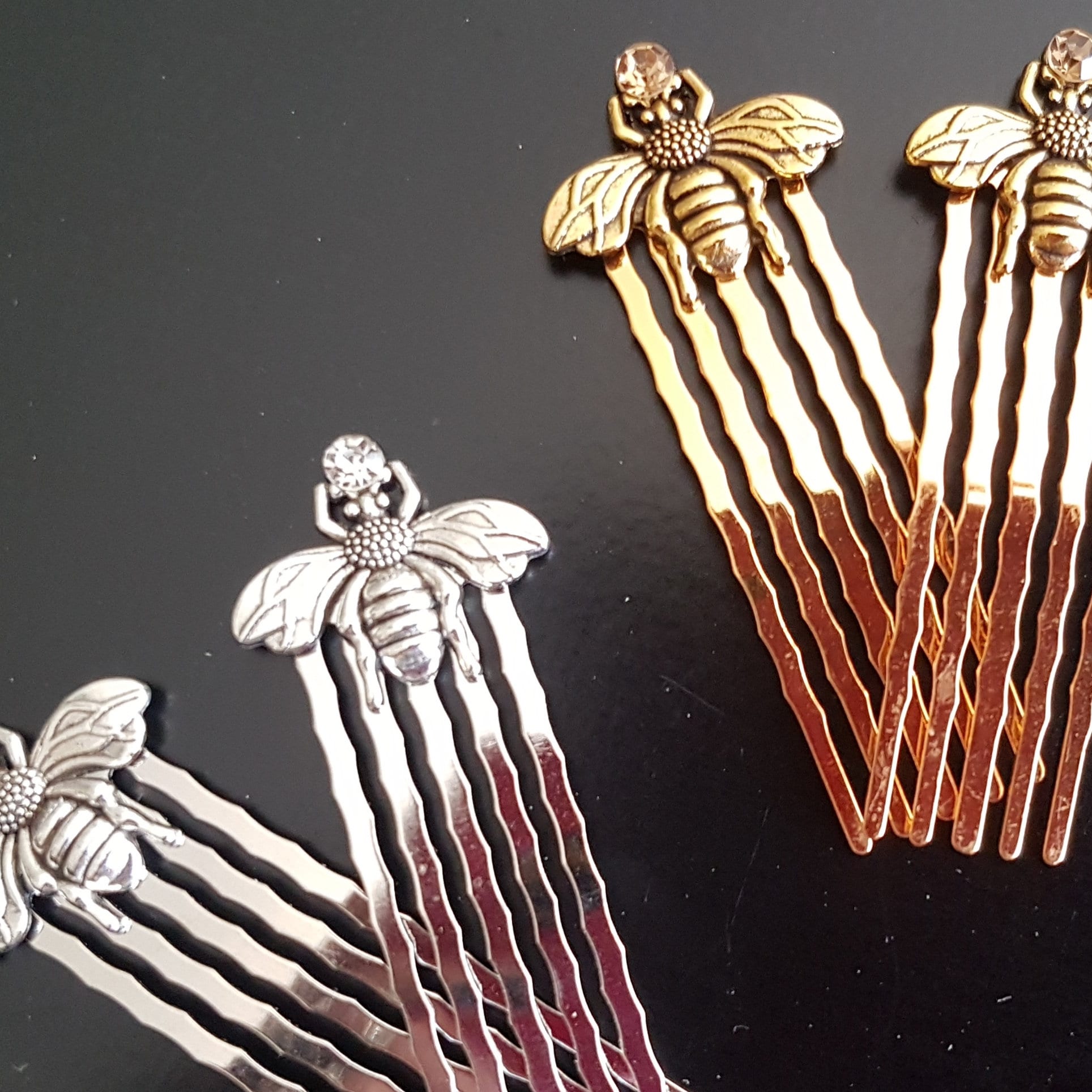Gothic Steampunk Silver or Gold Bee Insects - Set of 2 Hair Accessory ...