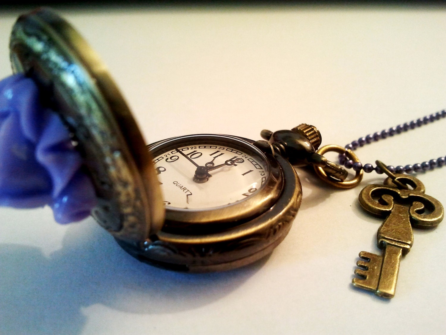 Bronze Purple Rose Flower Key Clock Watch Cool Emo Kawaii Ball - Etsy