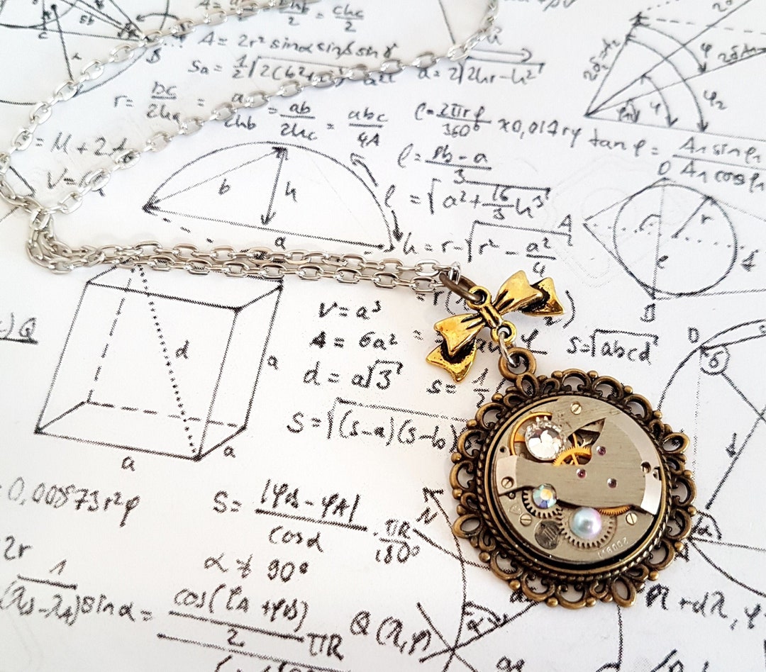 Gothic Steampunk Crystal Pearl Clock Mechanism Filigree Charm Pendant ...