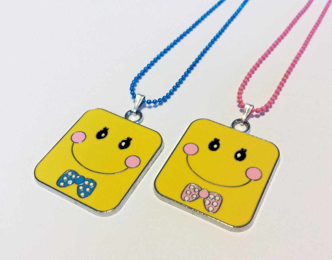 Rectangle Smiley Face Necklace - Etsy