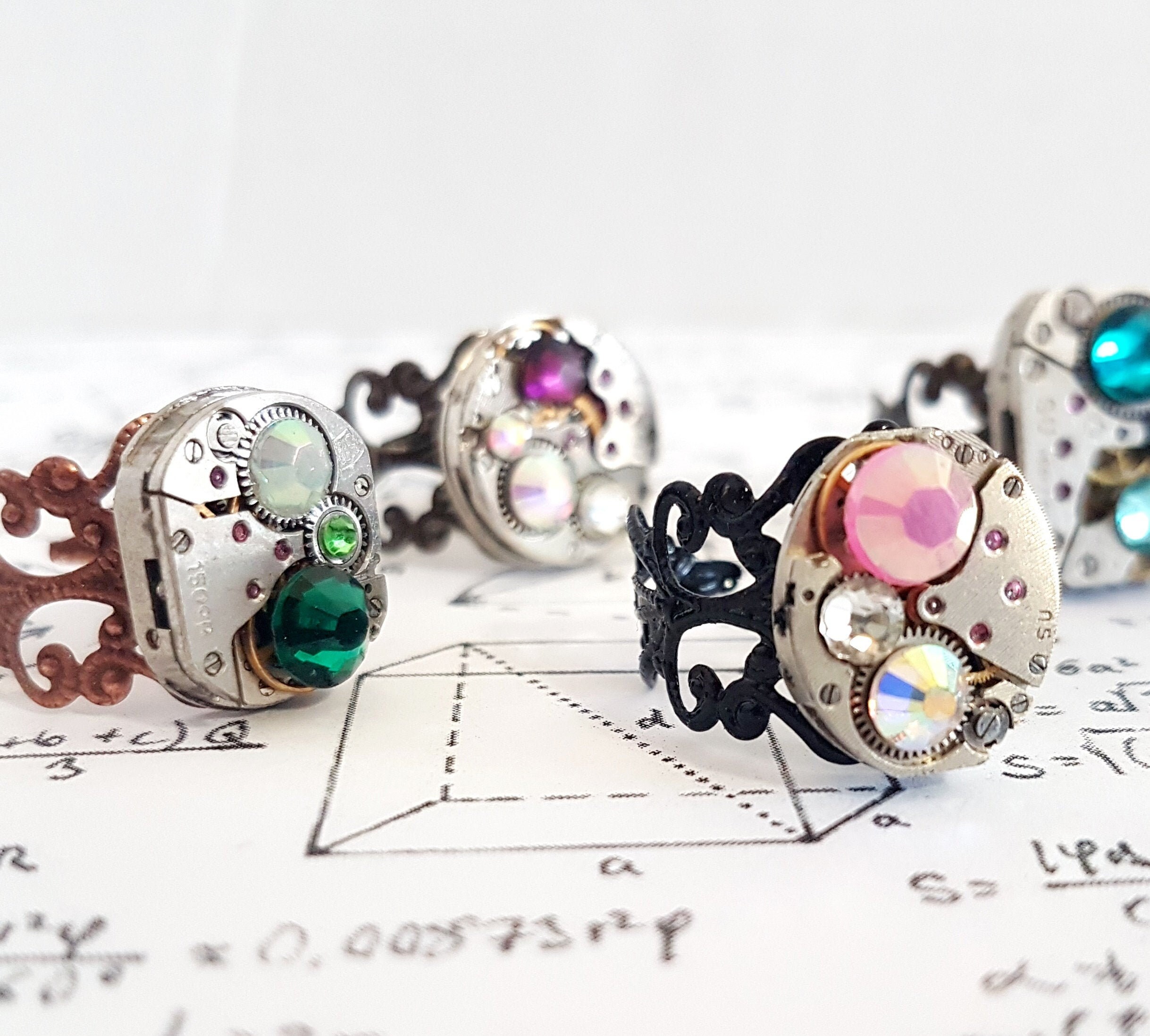 Gothic Steampunk Crystal Clock Cog Gear Mechanism Adjustable - Etsy