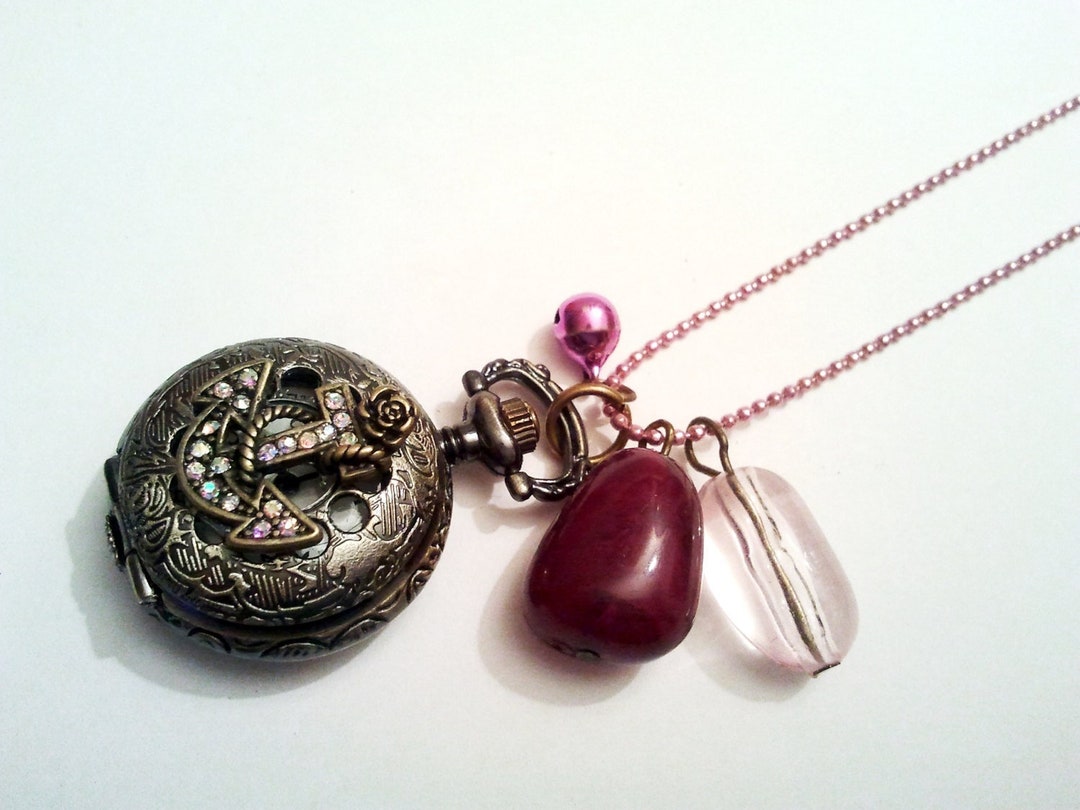 Bronze Anchor Pendant Charm Clock Watch Cool Emo Kawaii Ball Chain ...