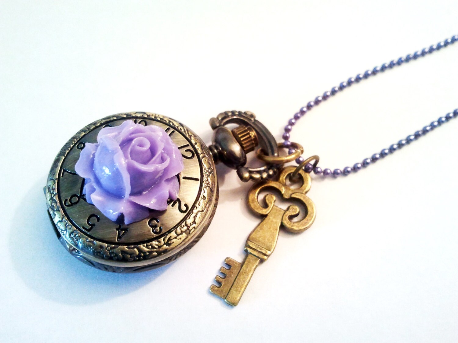 Bronze Purple Rose Flower Key Clock Watch Cool Emo Kawaii Ball - Etsy