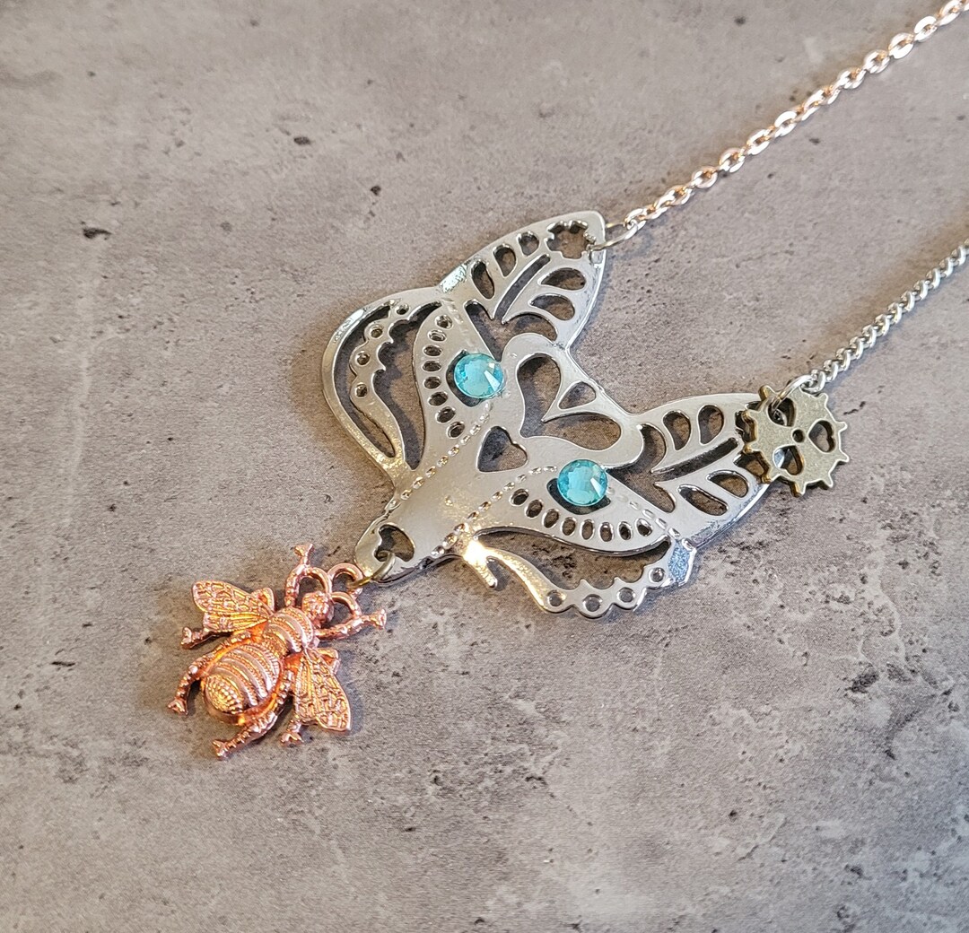 Also Foxy - Steampunk Fox Crystal Eyes Bee Insect Clock Gear Chain ...