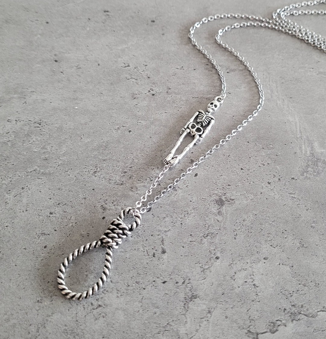 Hang in There - Gothic Steampunk Silver Human Skeleton Hangman's Noose ...