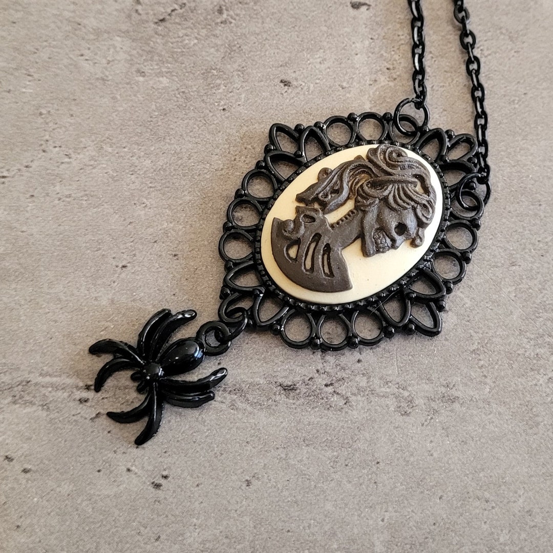 Gothic Steampunk Dead Skull Skeleton Victorian Lady Spider Black ...