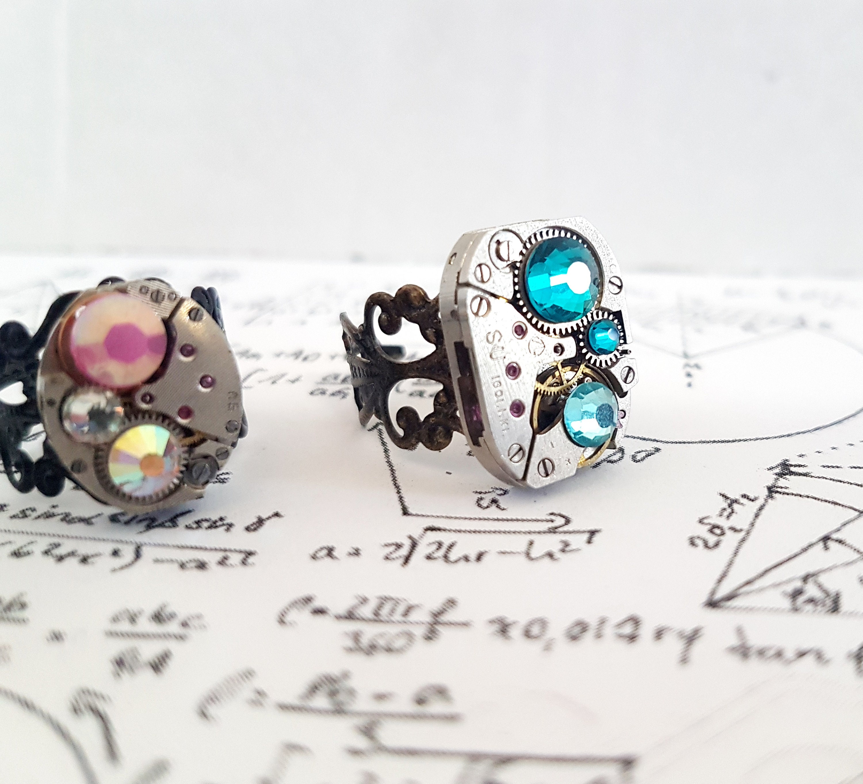 Gothic Steampunk Crystal Clock Cog Gear Mechanism Adjustable | Etsy