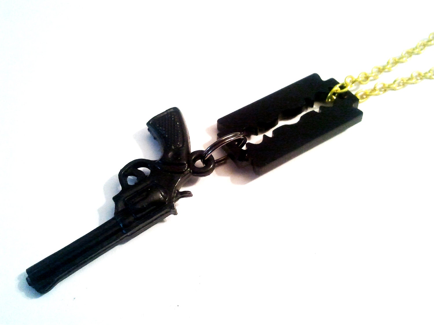 Special Black Gun and Razor Blade Link Chain Necklace - Etsy