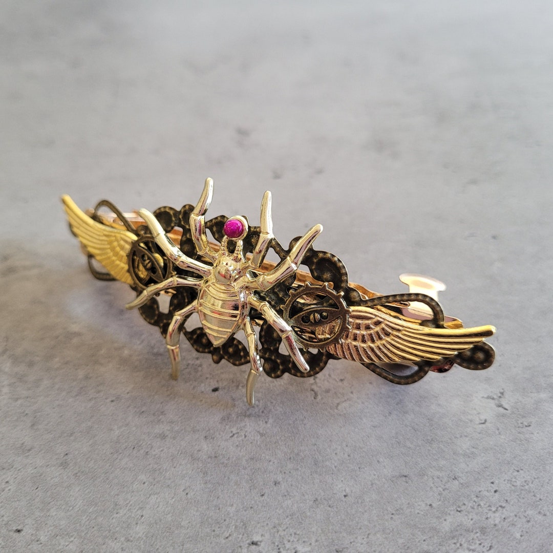 Gold and Bronze Gothic Steampunk Insect Spider Hair Accessory Crystal ...