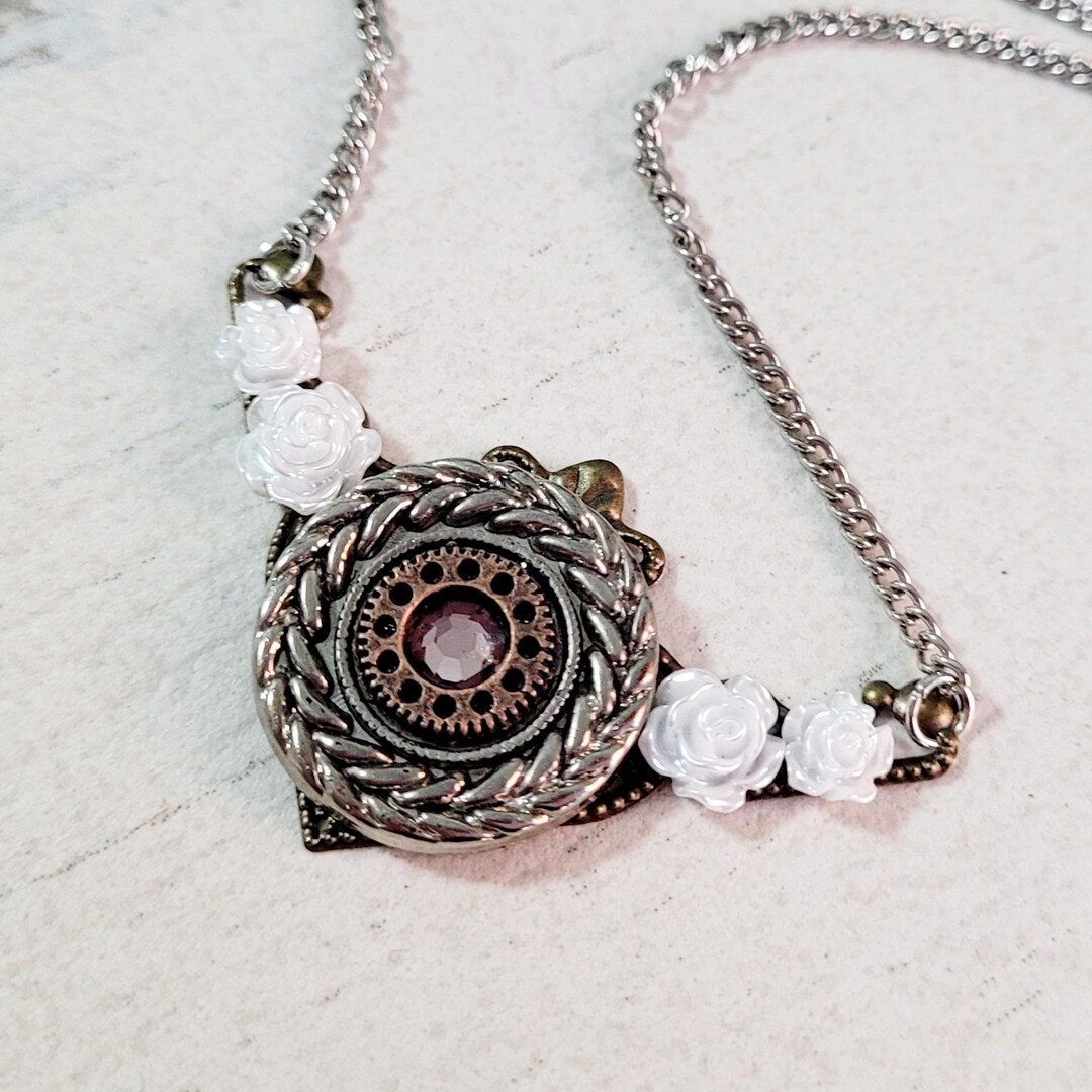 Gothic Steampunk 80's Twist Triangle Filigree Floral Clock Cog Gears ...