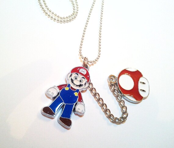 2 Charms Super Mario and Mushroom Emo Kawaii Ball Chain | Etsy