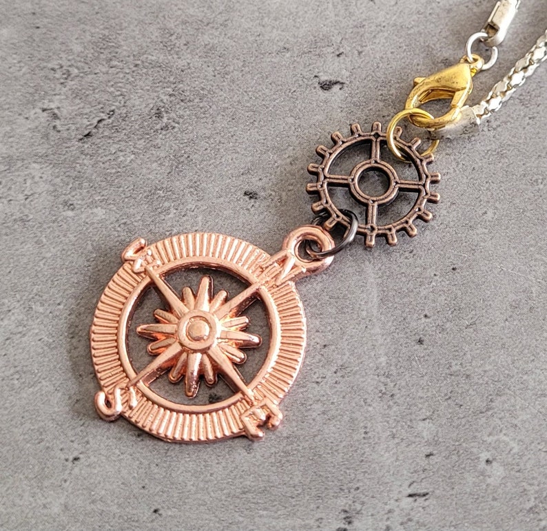 Gothic Steampunk Travel Compass Clock Gear Charm Pendant Necklace - Etsy