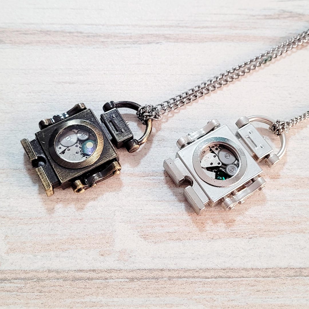 Gothic Steampunk Bronze and Silver Clock Mechanism Inside Retro Style ...