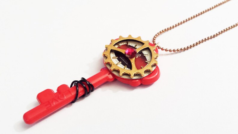 Original Crystal Red Key Recycled Clock Dial Face Charm Cool - Etsy