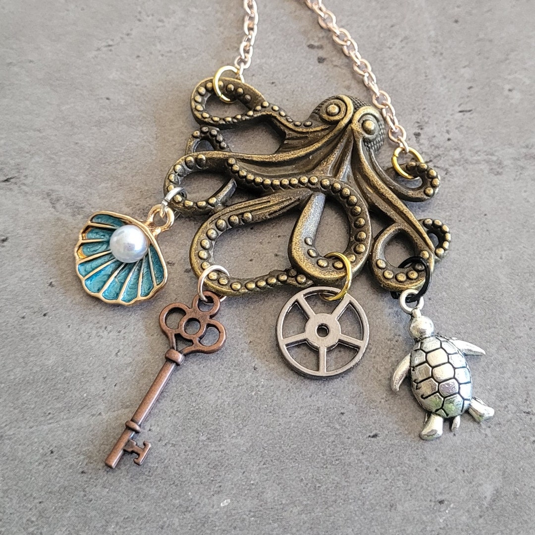 Ocean Treasures #5 - Gothic Steampunk Nautical Seashell Clock Gear Key ...