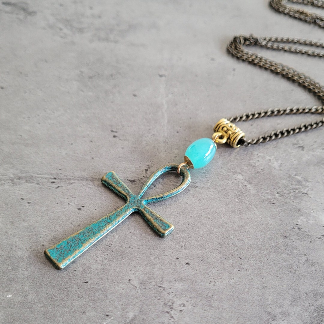 Ankh Ancient Egyptian Fertility Sign Green Patina Charm - Etsy
