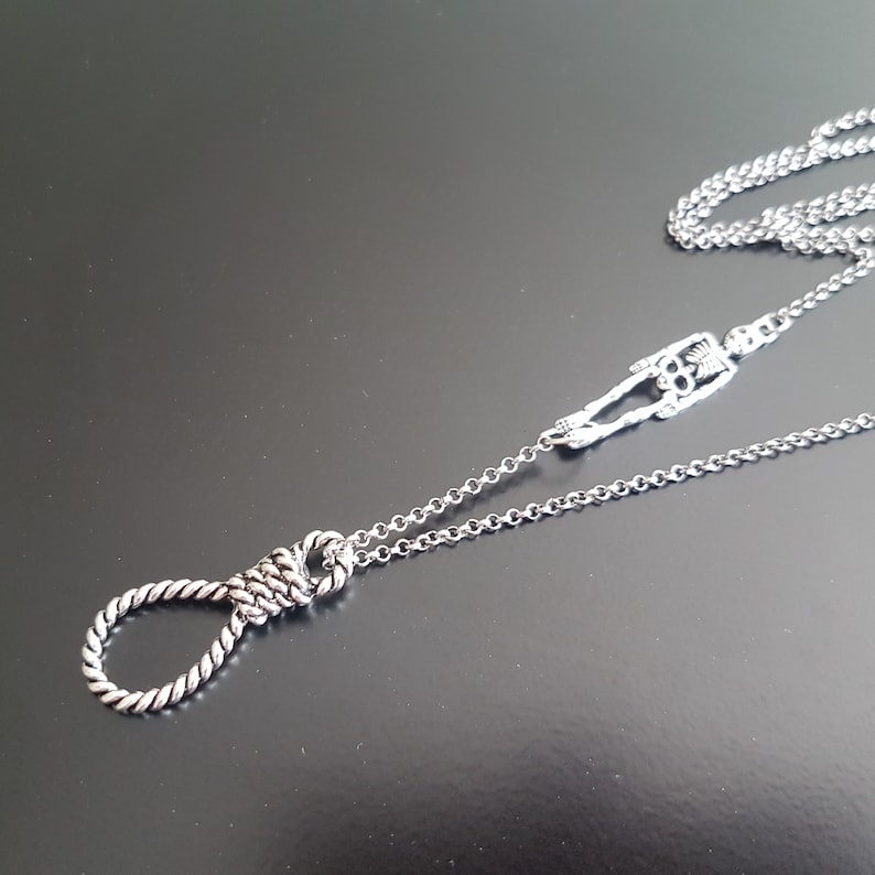 Hang in There - Gothic Steampunk Silver Human Skeleton Hangman's Noose ...