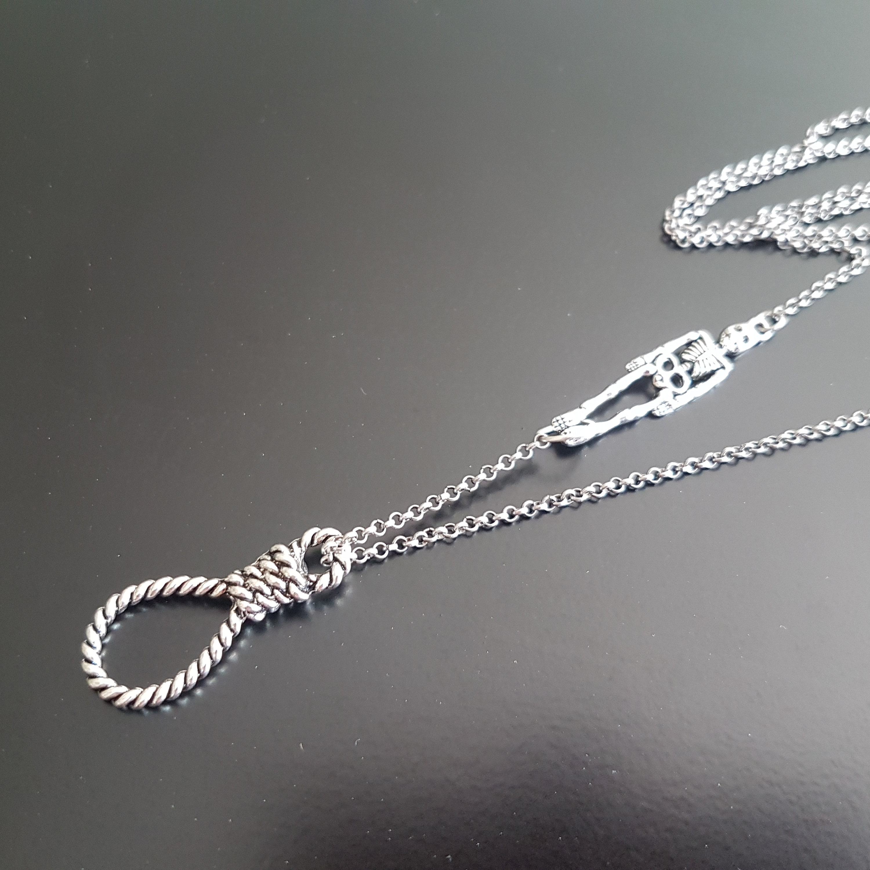 Hang in There - Gothic Steampunk Silver Human Skeleton Hangman's Noose ...