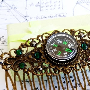 Cardinal Directions - Traveler Steampunk Green Compass Vintage Filigree ...