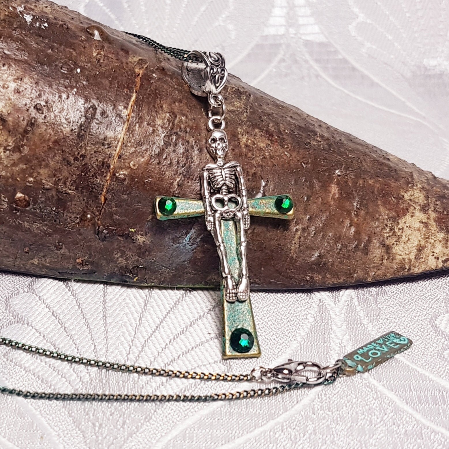 Cross Section - Gothic Steampunk Silver Patina Human Skeleton Cross ...