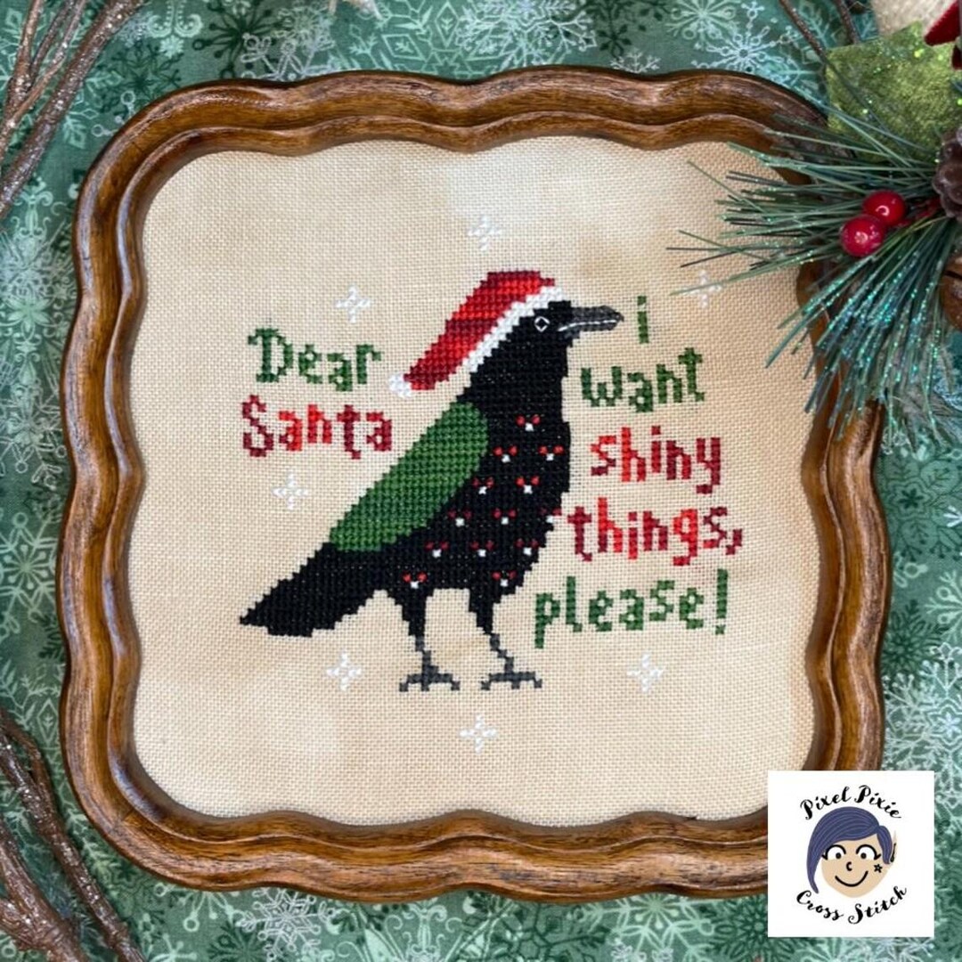 Christmas Crow Pixel Pixie Cross Stitch Pattern Chart - Etsy