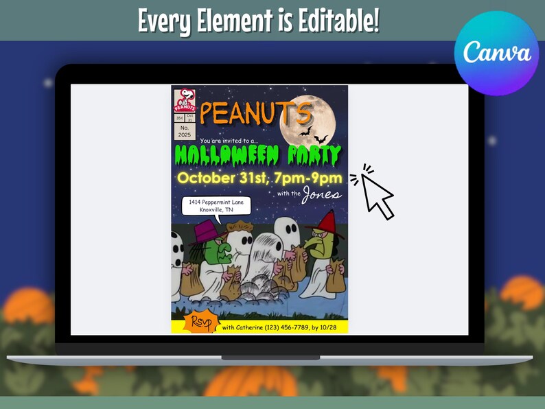 Editable Peanuts Charlie Brown Halloween Party Invitation & Thank You ...
