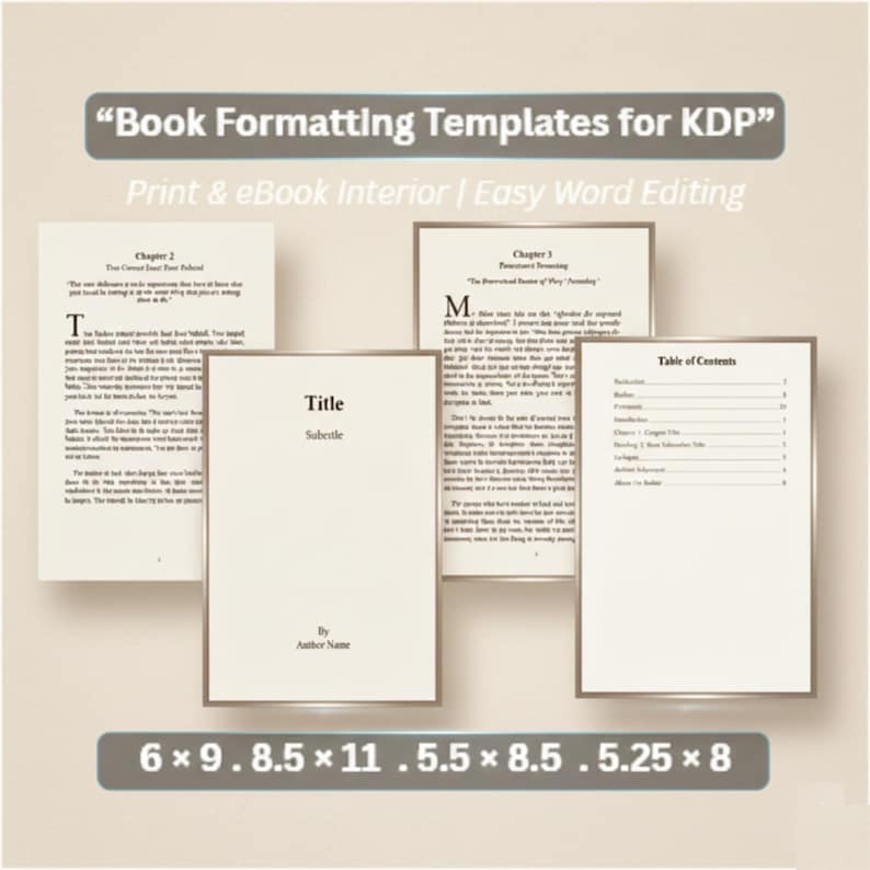 KDP Book Formatting Templates | Print & Ebook Layout (word Files, 6x9 ...