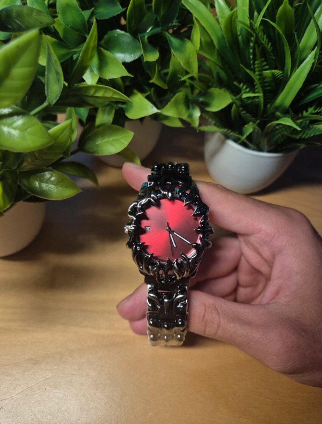 Chrome Spike Opium Gothic Style Watch, Y2K Alien Style Quartz, Unique ...