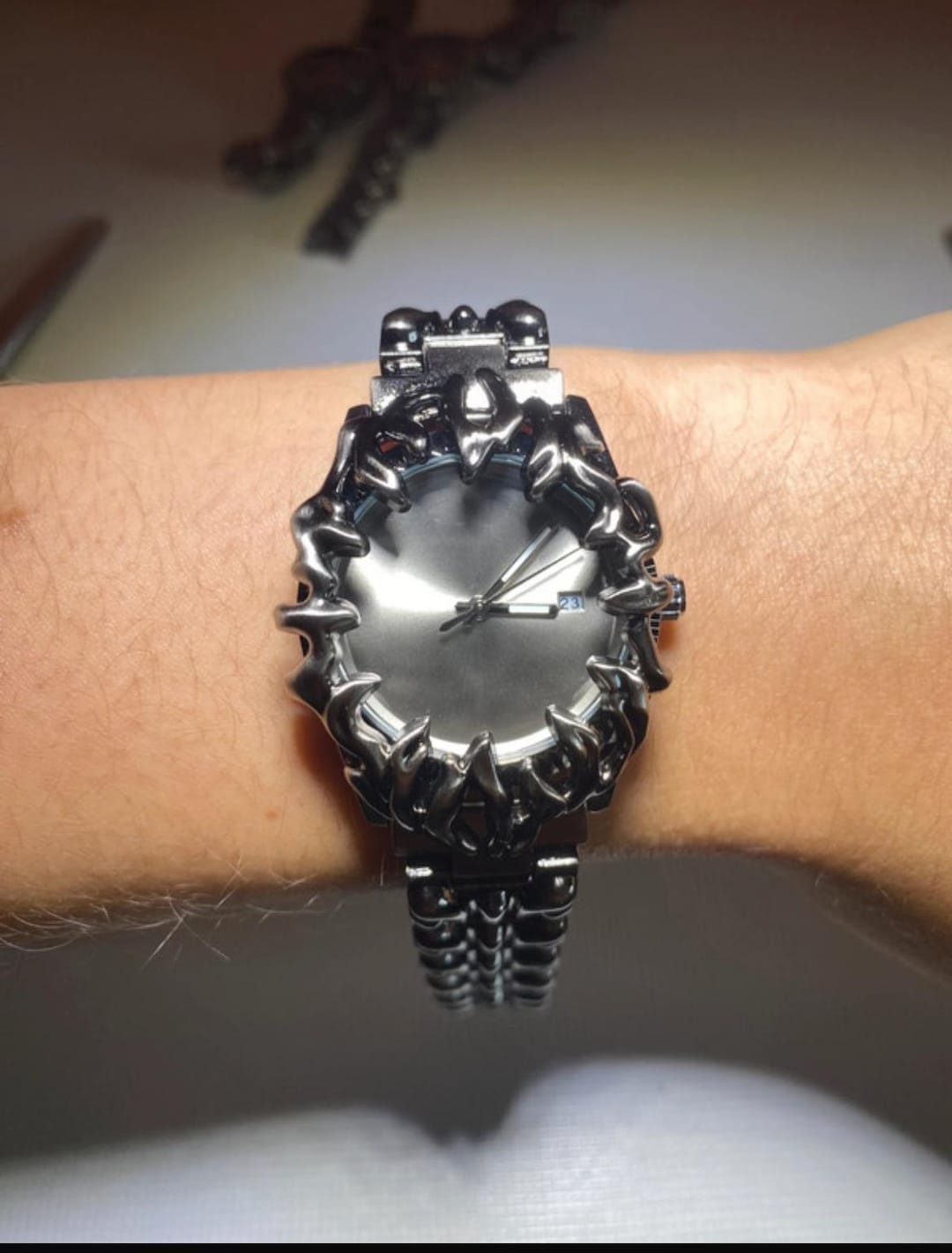 Chrome Spike Opium Gothic Style Watch, Y2K Alien Style Quartz, Unique ...