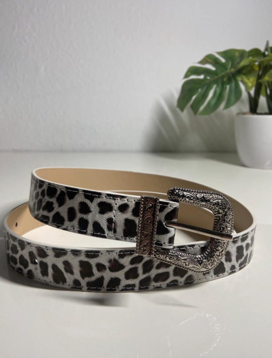 CH Belt, Leopard Print Stain Belt, Y2K Thick Belt, Gothic Style Belt ...