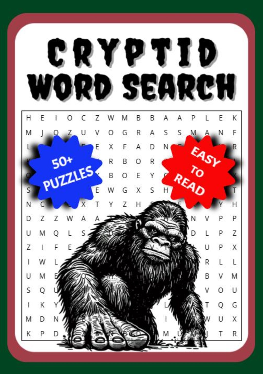 Cryptids Word Search Puzzle Book | Creatures, Legends, and Mysteries ...