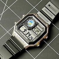 Custom Casio AE1200 Watch - Negative Display Mod -world Time- Digital ...