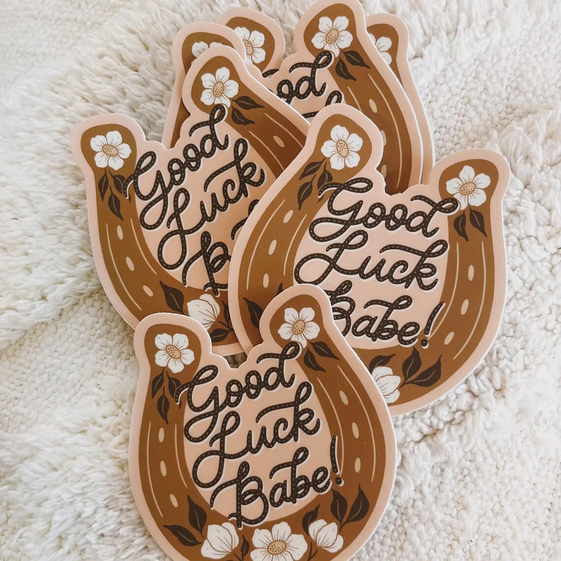 Good Luck Babe! 3" Vinyl Sticker Western Cowgirl Flowers Horseshoe ...