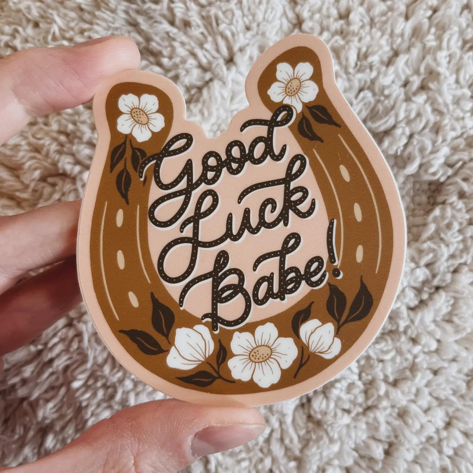 Good Luck Babe! 3" Vinyl Sticker Western Cowgirl Flowers Horseshoe ...