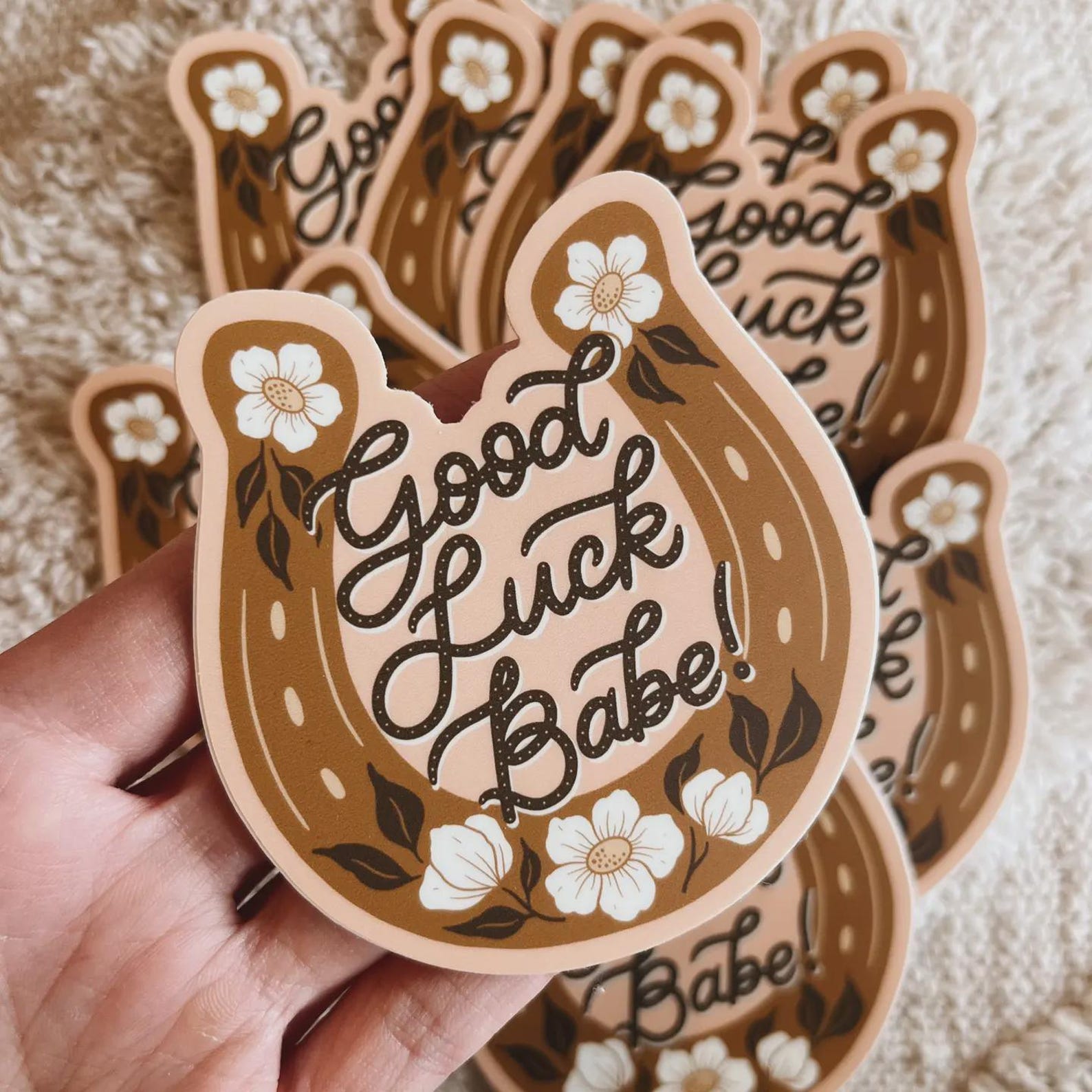 Good Luck Babe! 3" Vinyl Sticker Western Cowgirl Flowers Horseshoe ...