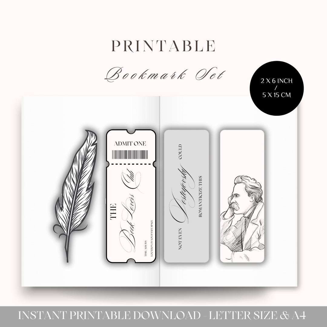 Printable Bookmark Set | Author Bookmarks | Literary Soft Academia ...