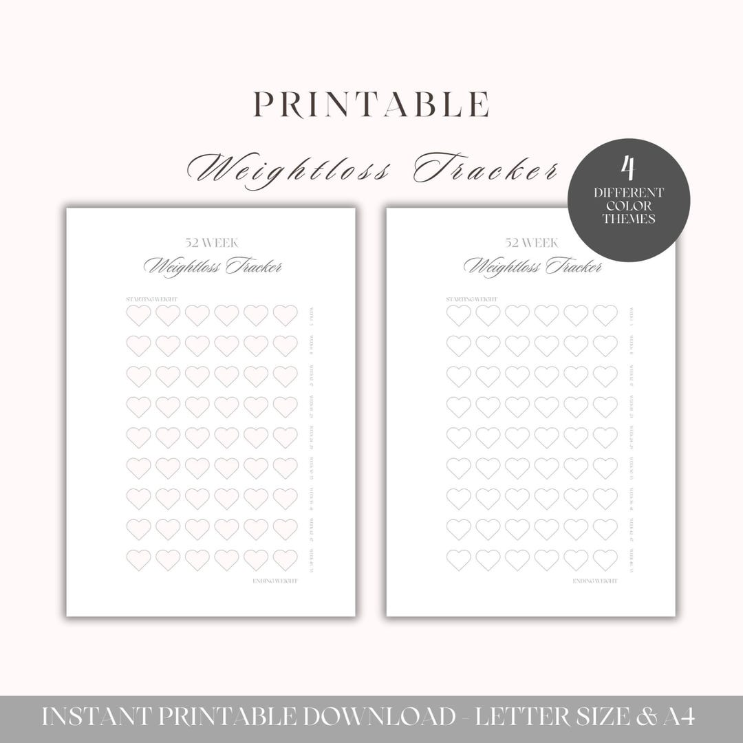 52-week Weight Loss Tracker Printable | Undated Fitness Planner ...
