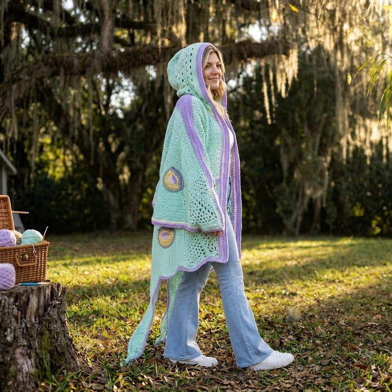 Luna Moth Crochet Cloak Pattern, Adult Butterfly Wing Shawl Tutorial ...