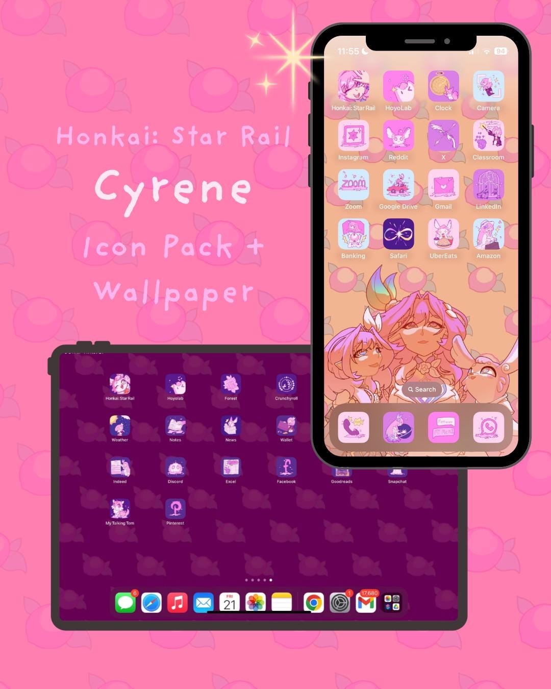 Honkai Star Rail Cyrene Phone Theme, Anime App Icons (digital Download ...