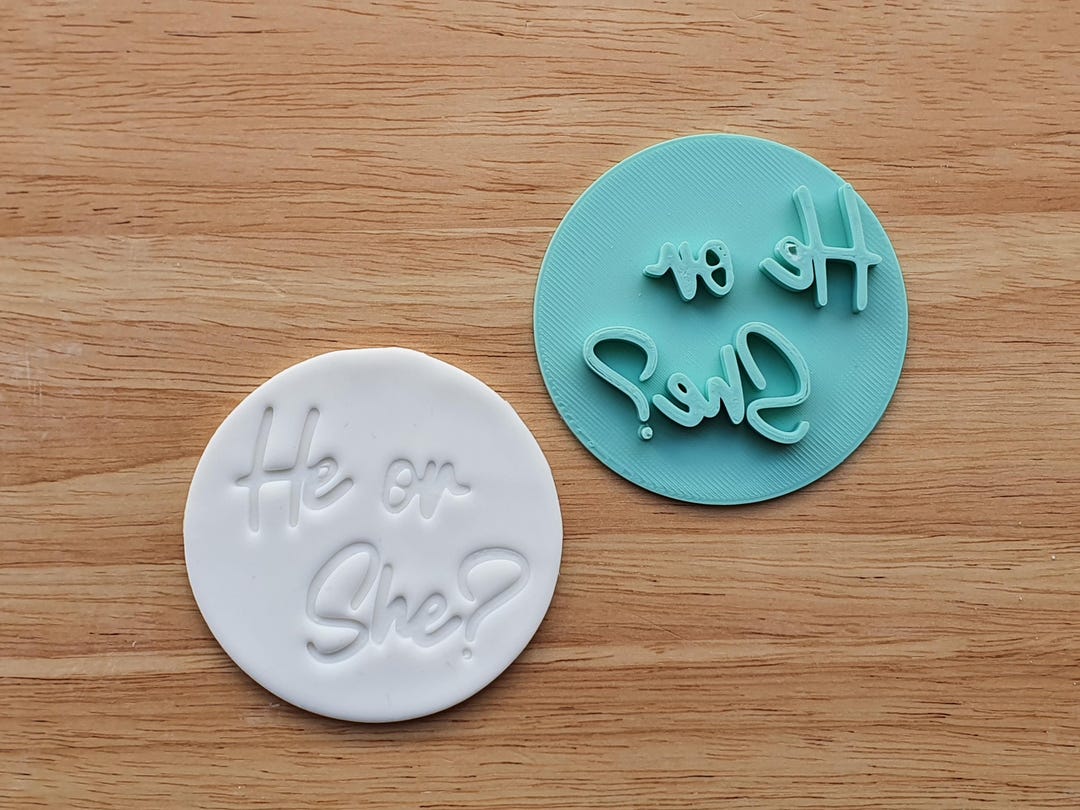 He or She Cookie Cutter STL 3D Print | Baby Shower Gift | Gender Reveal ...